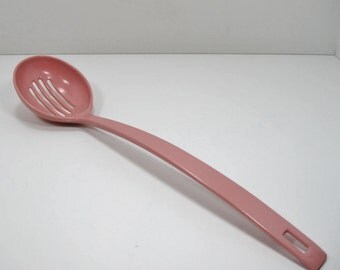 Mauve Pink Slotted Spoon rose colored Large serving spoon 1980's ...