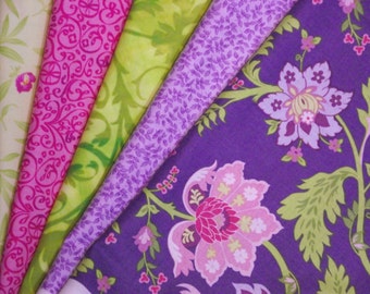 Purple Flower Fabric- Color Splash-5-half yard Coordinating Fabrics-16.25