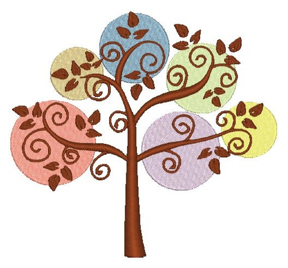 Tree machine embroidery design. Vintage embroidery by Embroidalot