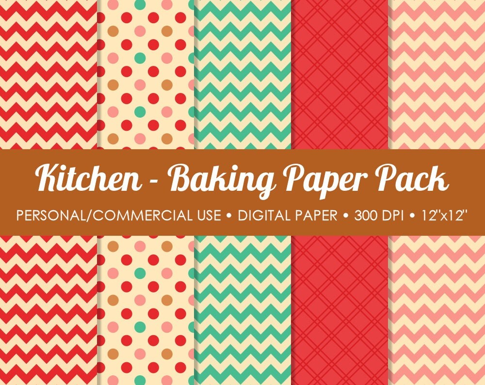 Kitchen Baking Digital Printable Paper Pack For by MareeTruelove
