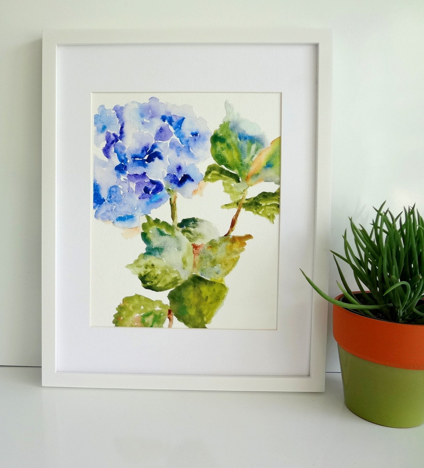 Hydrangea Watercolor Print from Watercolor 8x10 11x14
