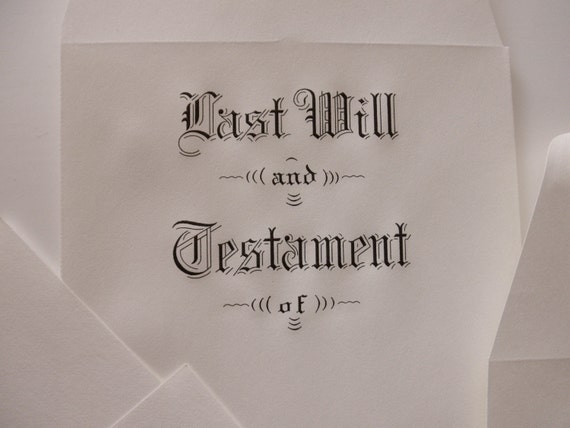 Last Will and Testament stationery and envelopes