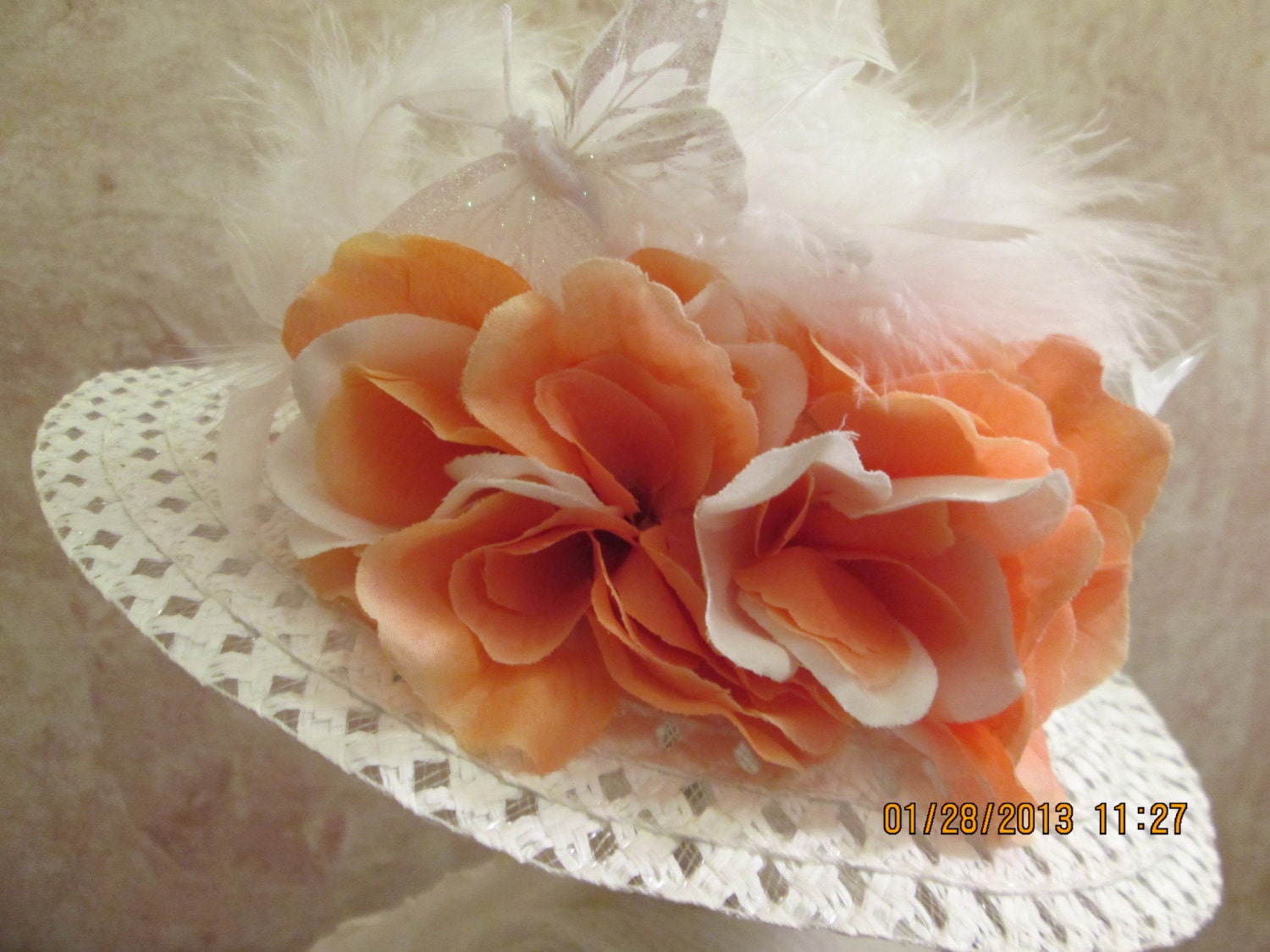 Girls Tangerine Hat Tangerine Easter Hat Church Hat