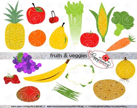 Fruits & Veggies: Clip Art Pack 300 dpi transparent png