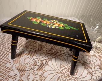 Vintage Hand Painted Wood Footstool or Bench - 13-993
