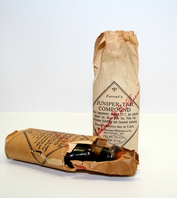 Vintage Medicine Bottles 1949 Forrest's Juniper Tar