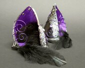 Fancy Purple Silver Black Leather Jeweled Fox Ears Kitsune Inumimi ...