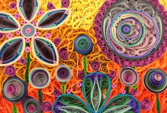 Items similar to Flowers- Hand Rolled Paper Quilled Fine Art - Original ...