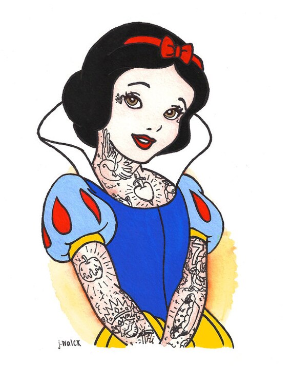Items similar to 8x10 Tattooed Snow White Illustration Print on Etsy