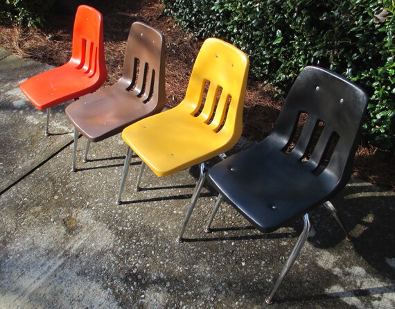 Vintage Molded Plastic Chairs Mid Century Modern Stacking