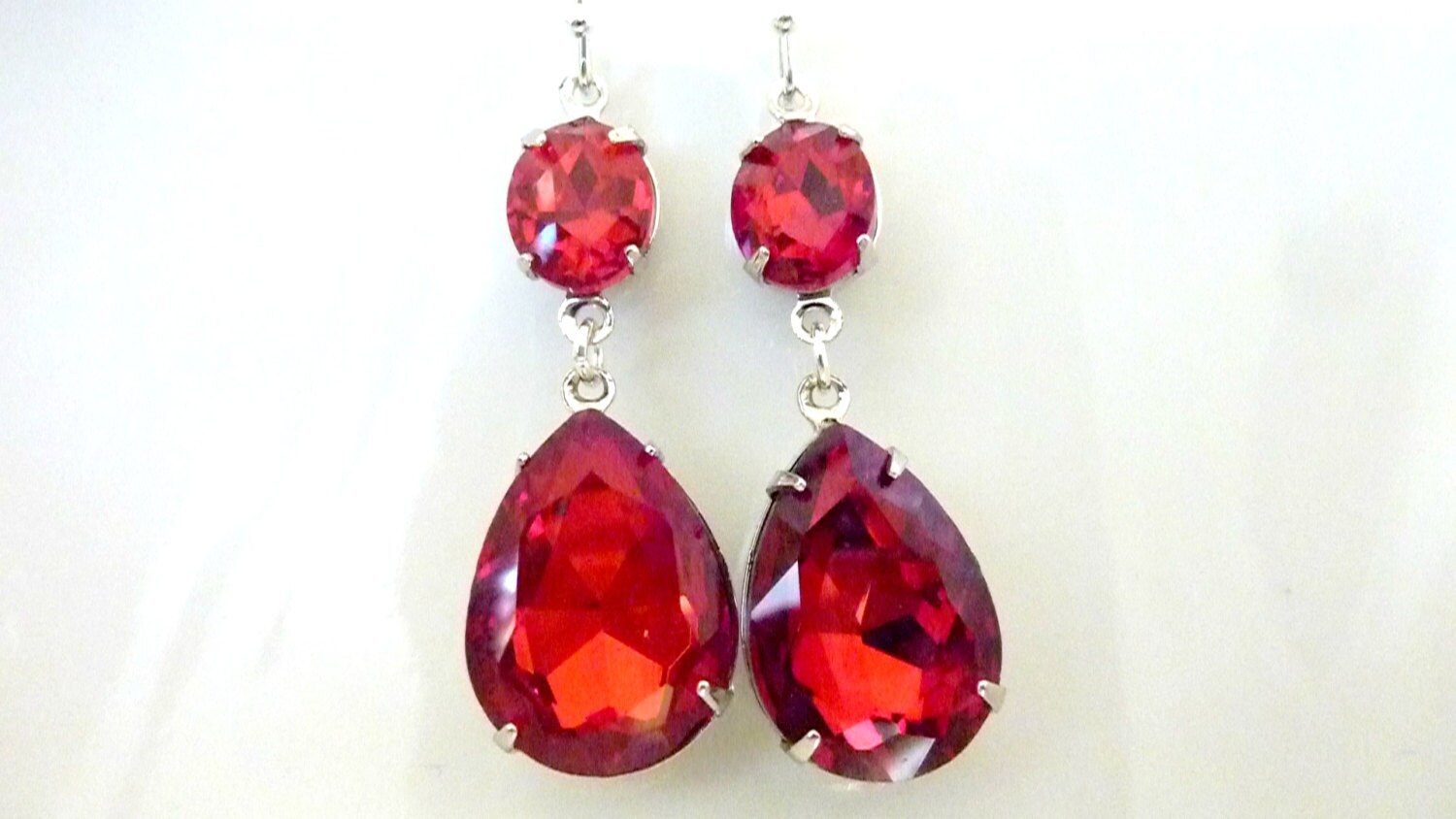 Ruby Earrings Siam Red Rhinestone Earrings Siam Red Teardrop