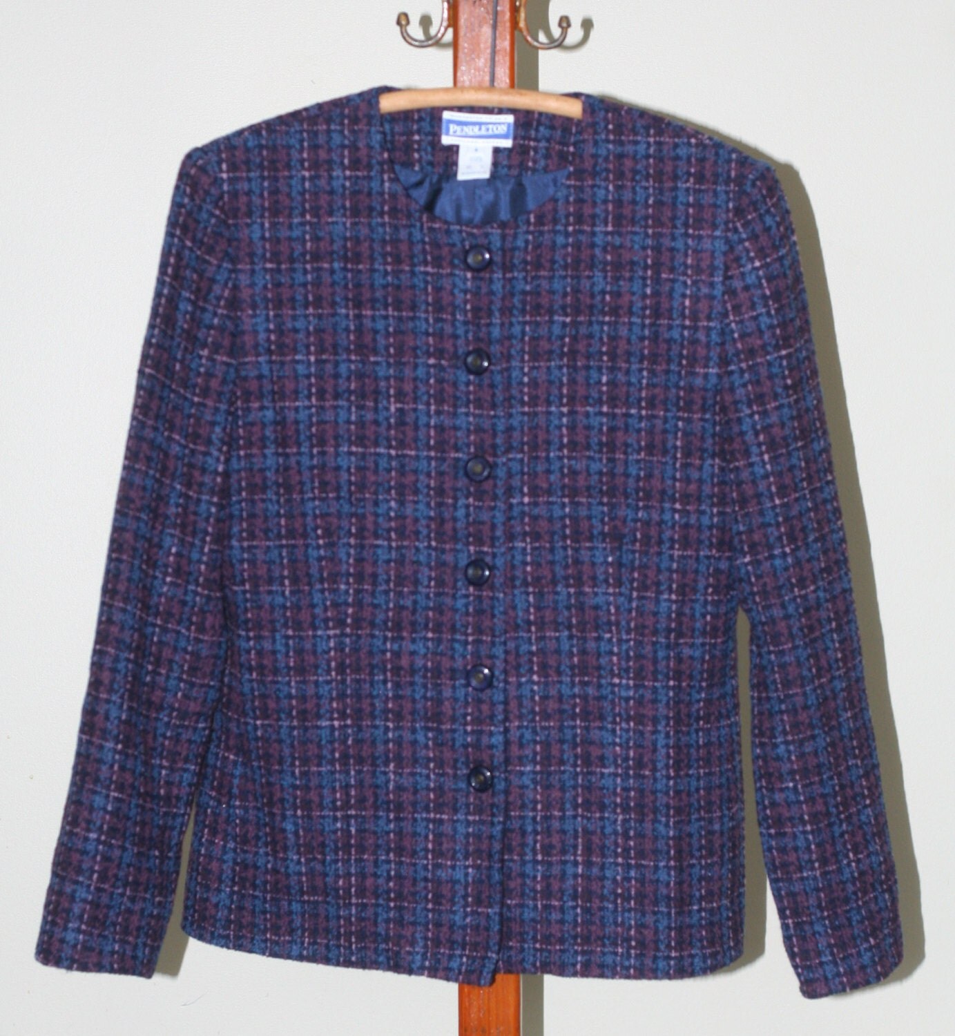 vintage pendleton jacket women's size 4 purple and blue