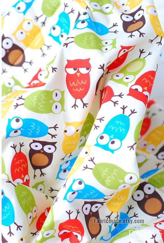 Colorful Owl Fabric Owl Cotton Fabric Baby Kids Quilting