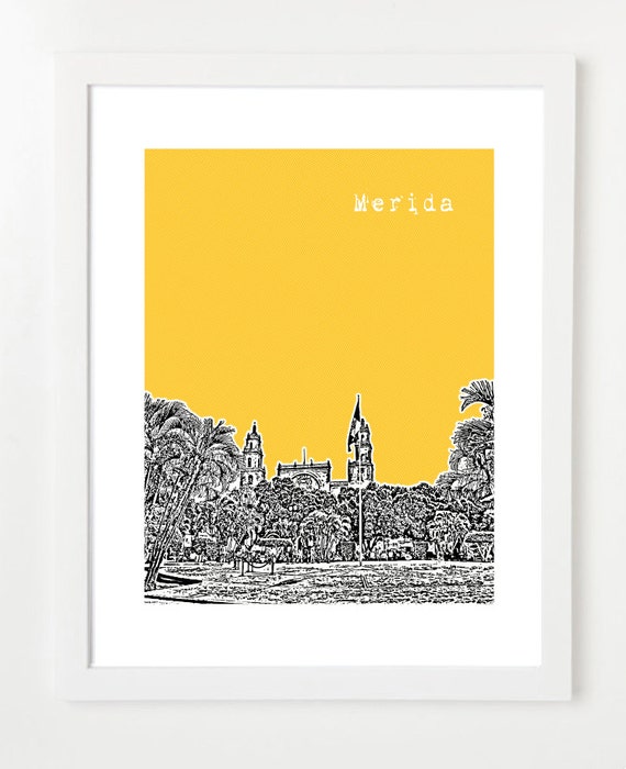 Merida Mexico Poster Skyline Art Print Yucatan