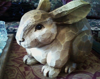 Rustic log slice rabbit log easter bunny wooden rabbit