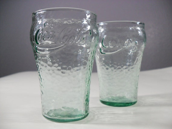 Vintage Coca Cola Green Glasses Pair Of Coke Glasses Small