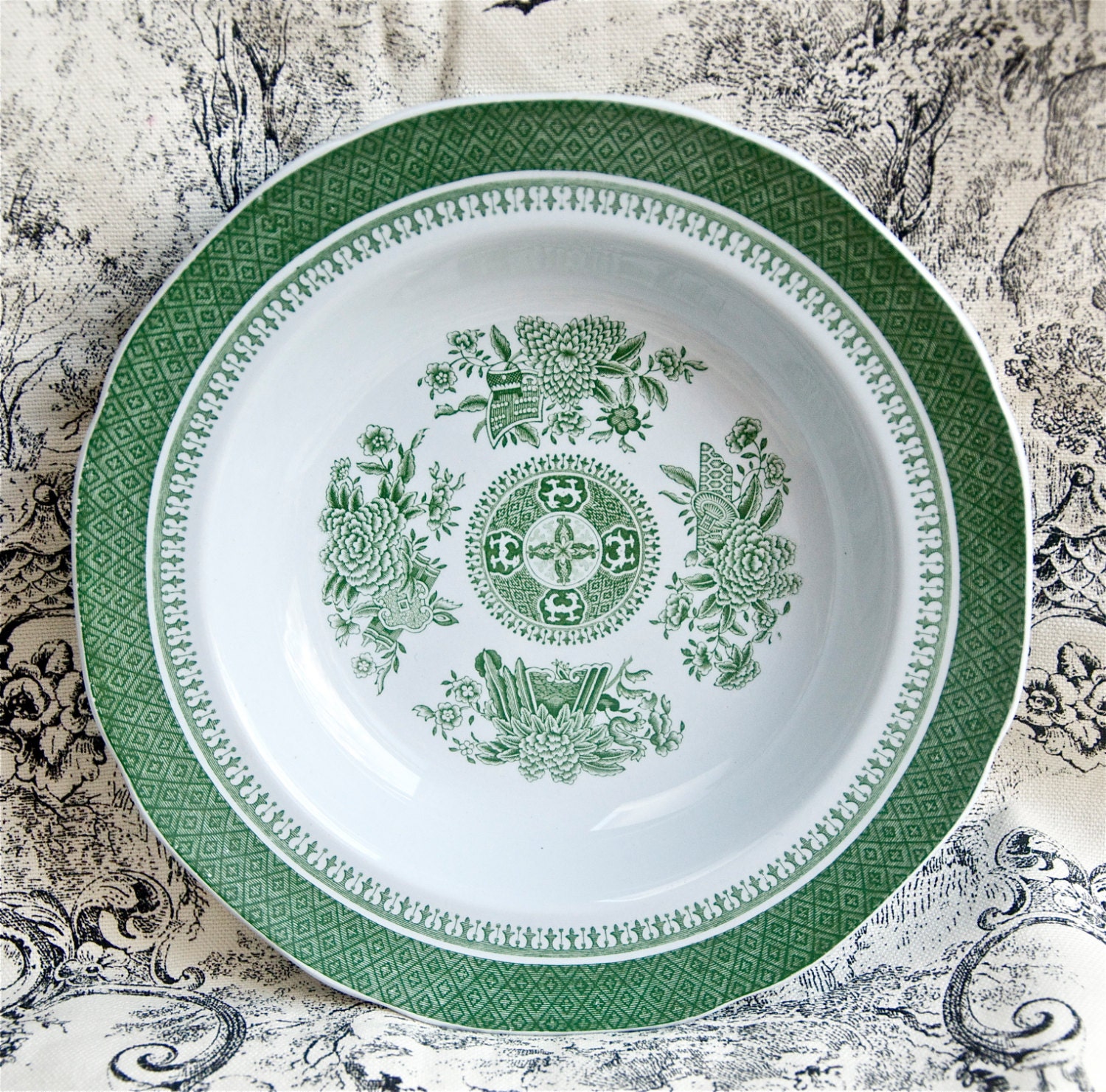 SALE…Vintage Spode bowl…Spodes Fitzhugh green rimmed soup bowl…was 48 ...