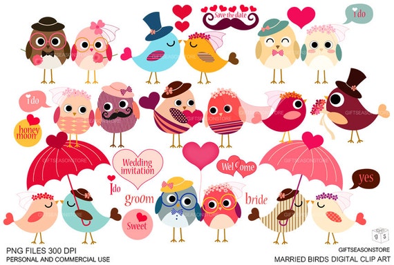 Married bird Digital clip art for Personal and Commercial use