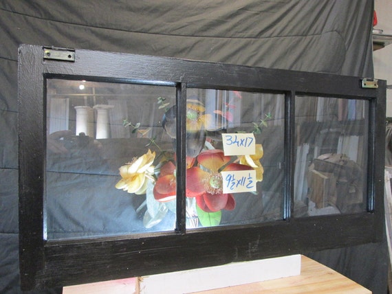 Vintage Basement window sash old 3 pane 34 x 17 from 1930s