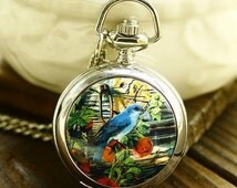 Unique bird pocket watch related items | Etsy