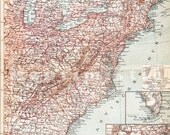 Items similar to 1899 The United States - Eastern Part with the Great ...