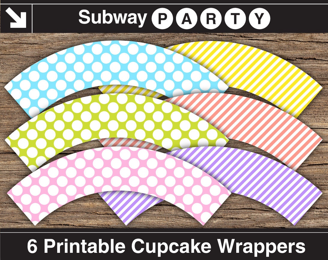 Easter Cupcake Wrappers Printable Liners. Pastel Color Polka