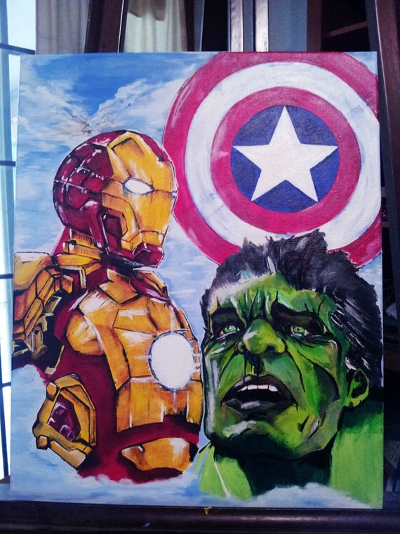 Avengers Original Acrylic Painting Large Canvas by MKStylesSoap