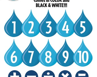 Spring Raindrop Math Numbers Clipart - Over 30 Graphics