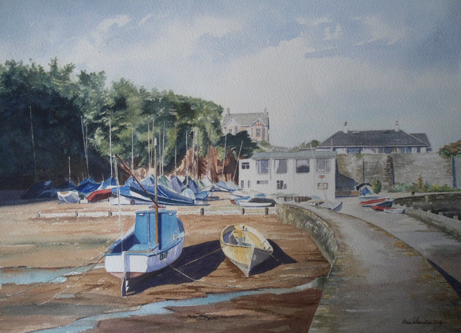 Lympstone Harbour near Exmouth Devon watercolour painting by