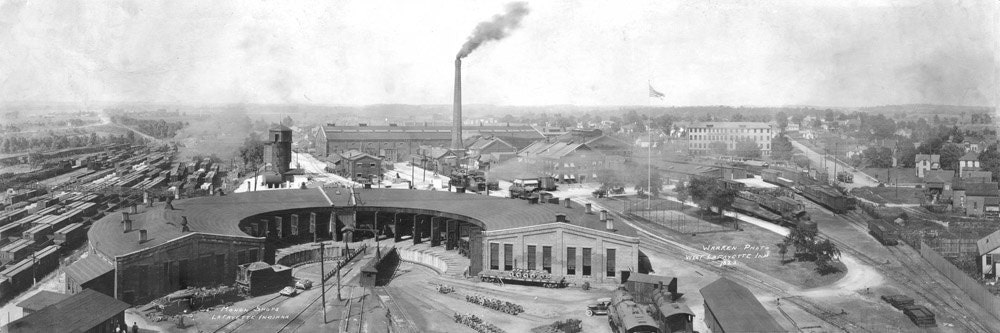 Vintage Lafayette Indiana Roundhouse Photo Black & White 1923 The Monon ...