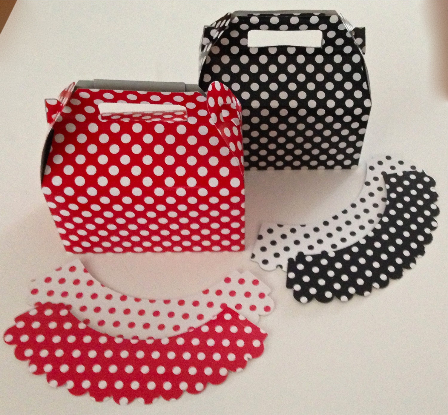 12 Mini Red Polka Dot Gable Gift Favor Boxes ABSOLUTELY