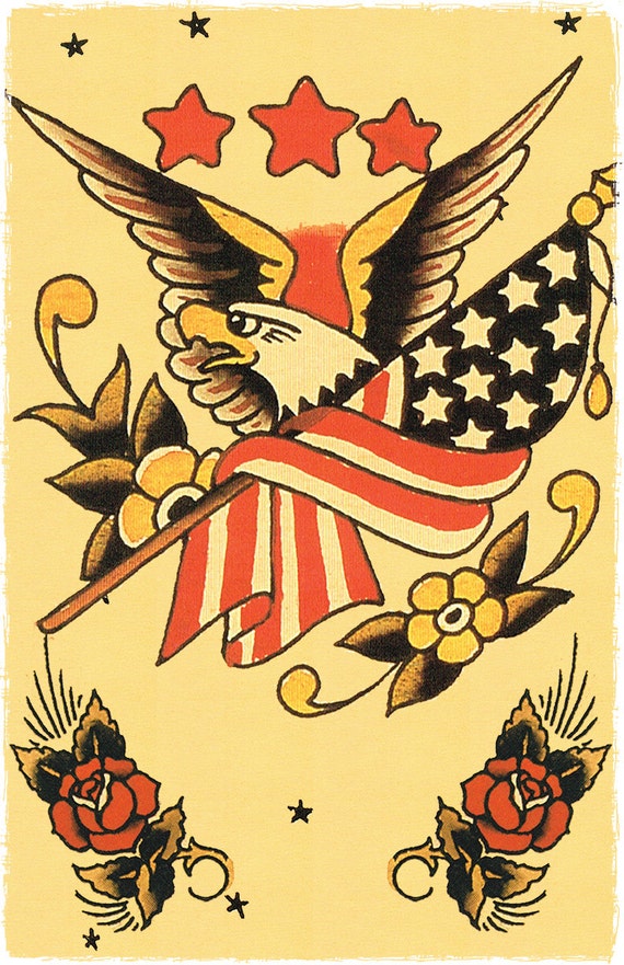 Usa American Bald Eagle Vintage Sailor Jerry Inspired