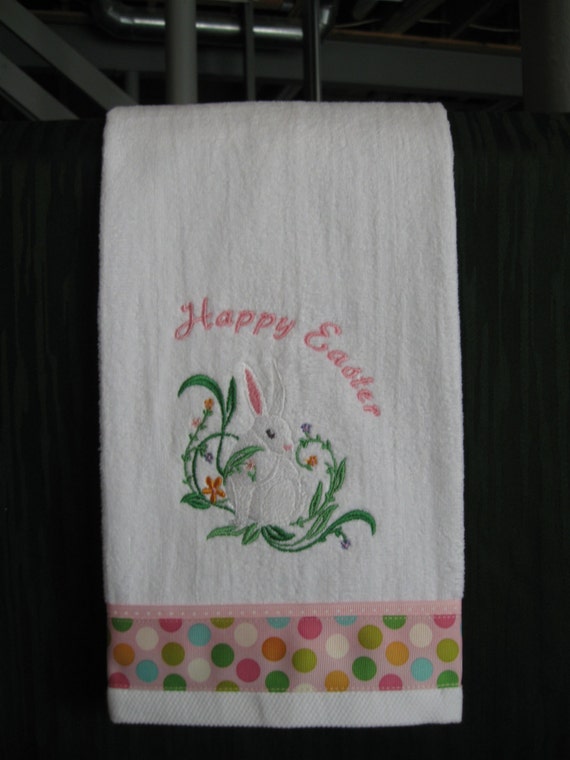 Embroidered Happy Easter Towel