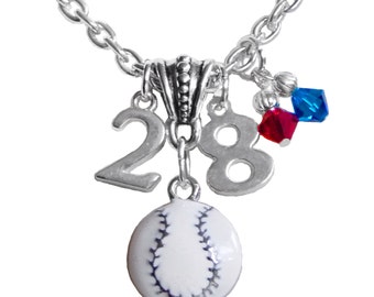 Personalized Baseball Necklace Sterling Silver Baseball or