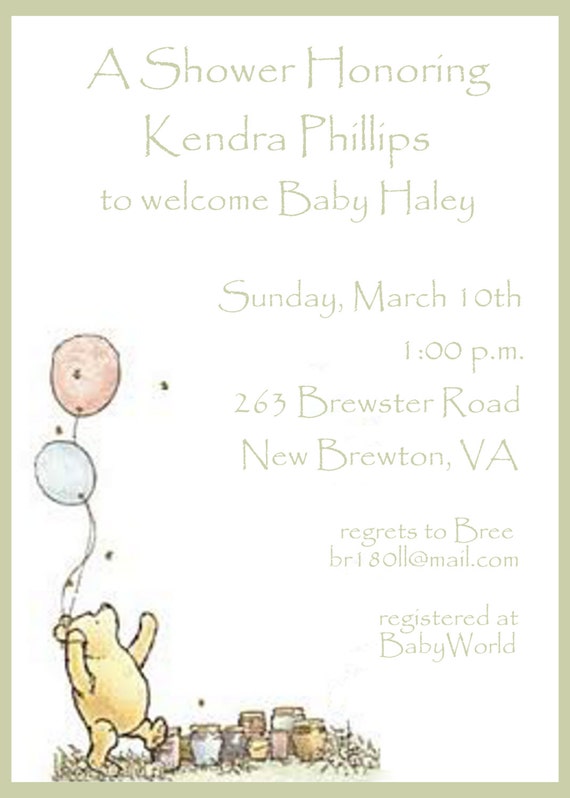 Blank Winnie The Pooh Baby Shower Invitations