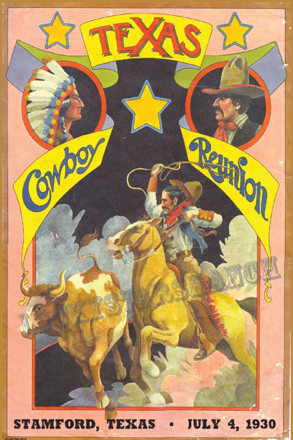 COWBOY Rodeo Poster Texas Cowboy Reunion 1930 Vintage Poster