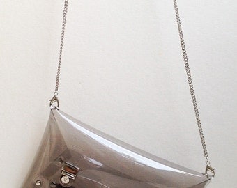 Medium Transparent Clear Clutch with String Chain for shoulder