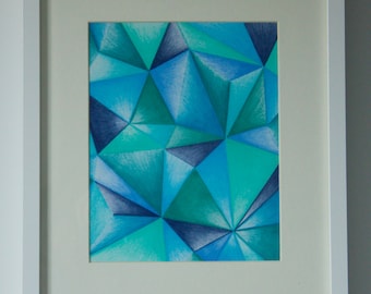 Original Geometric Drawing, Blue, Green, Triangle, Abstract, Pencil ...