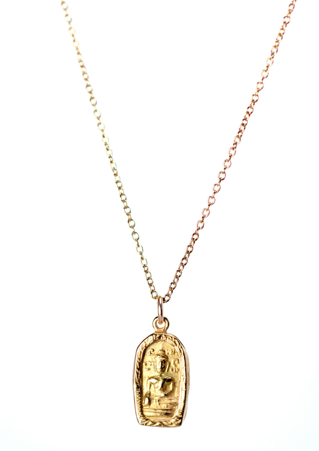 Gold buddha necklace yoga necklace meditation necklace a