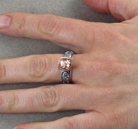 Engagement Ring ALEXANDRA silver and 14K gold with by WingedLion