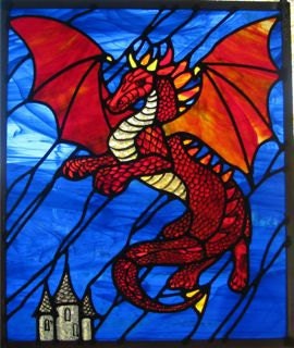 Stained Glass Dragon Pattern by Firehorseglass on Etsy