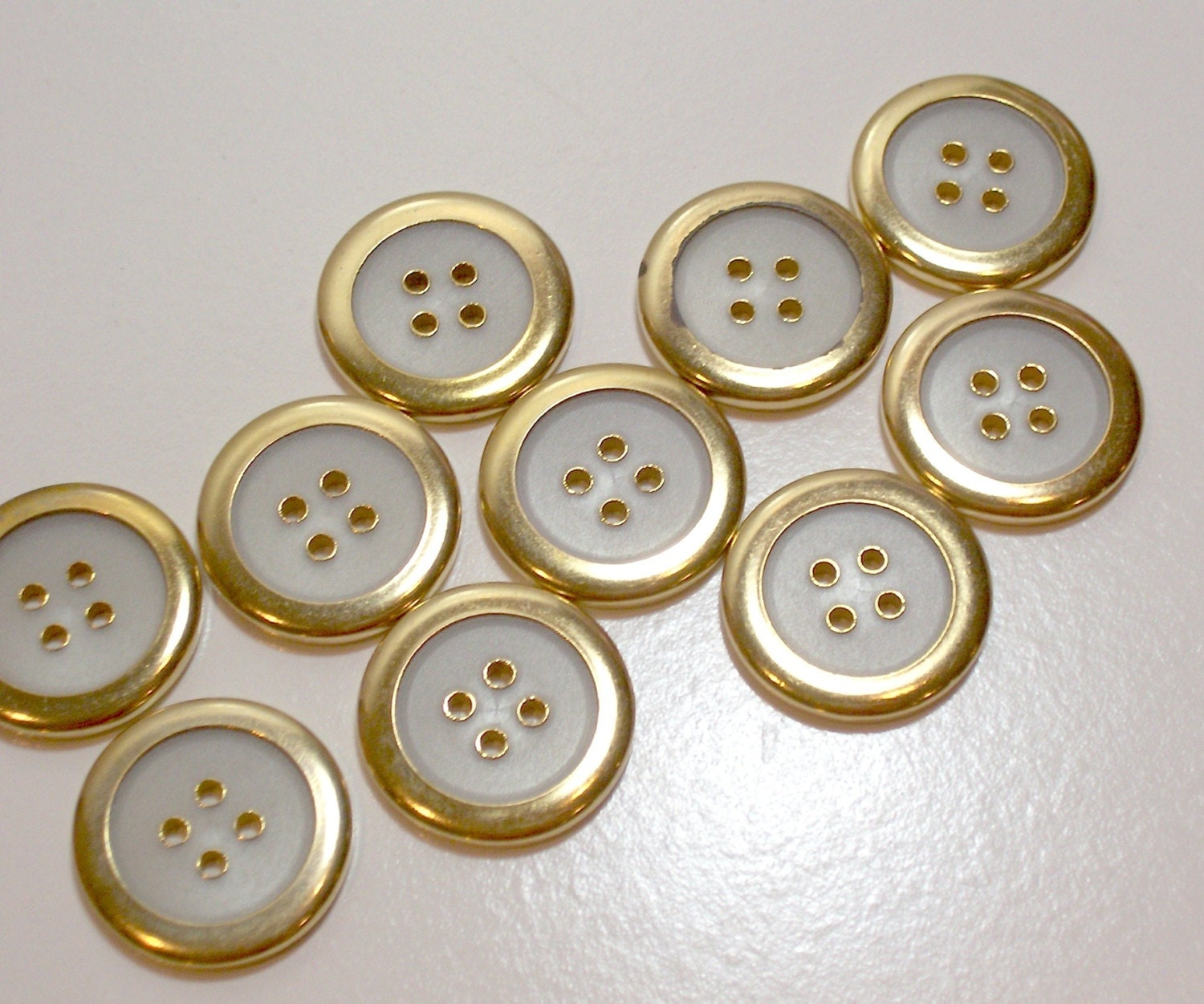 Gold Buttons White with Gold Edge Buttons 7/8 x 20