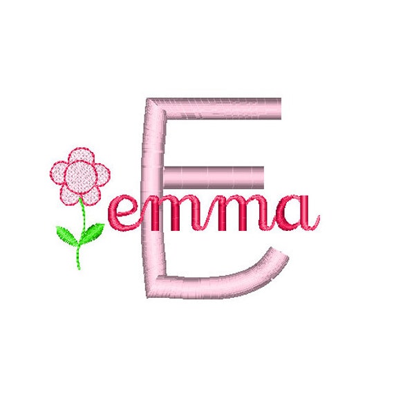 No.25 Emma Simple and No.26 Cursif Embroidery Font 1in 2in