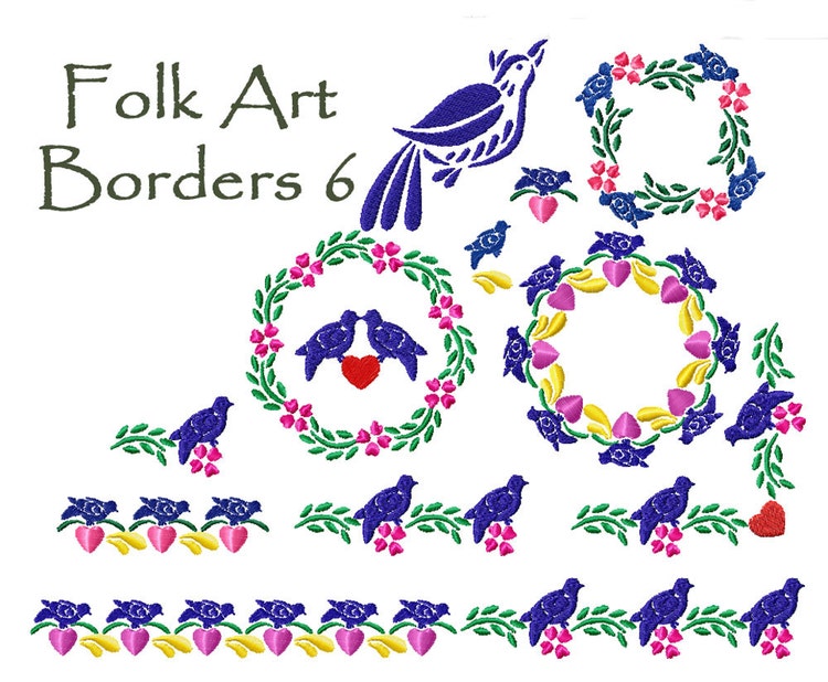 FOLK ART BORDERS 6 Machine embroidery Designs by chelseabint