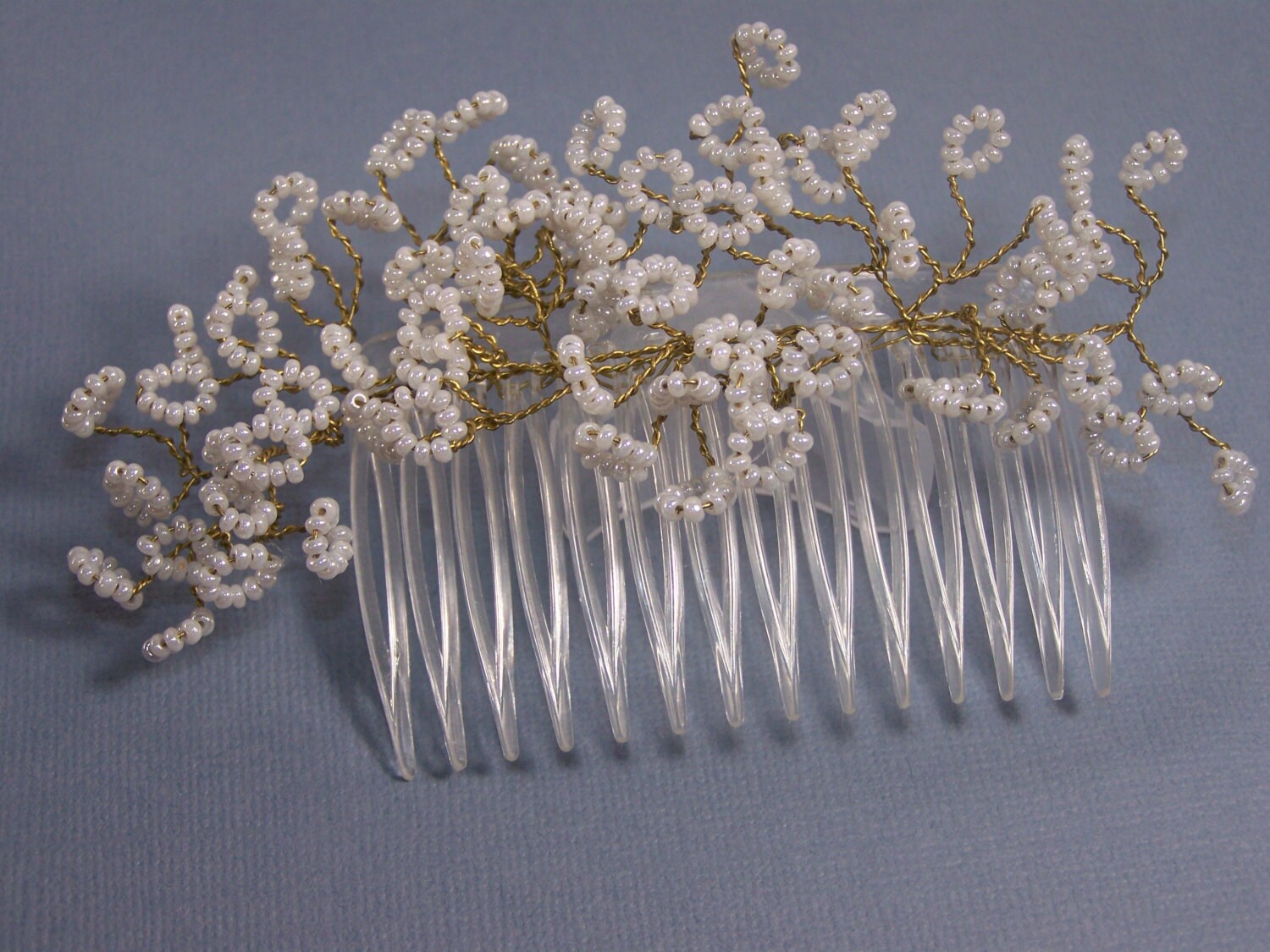 Vintage Beaded Hair Comb – White Color – Haute Juice