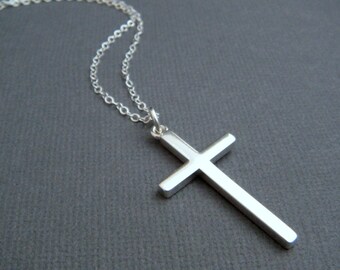 Mens silver cross necklace | Etsy