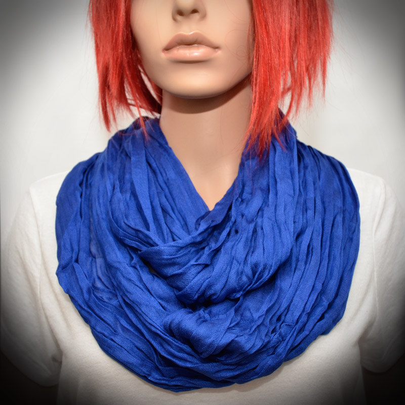 Royal Blue Silk scarf Infinity scarf