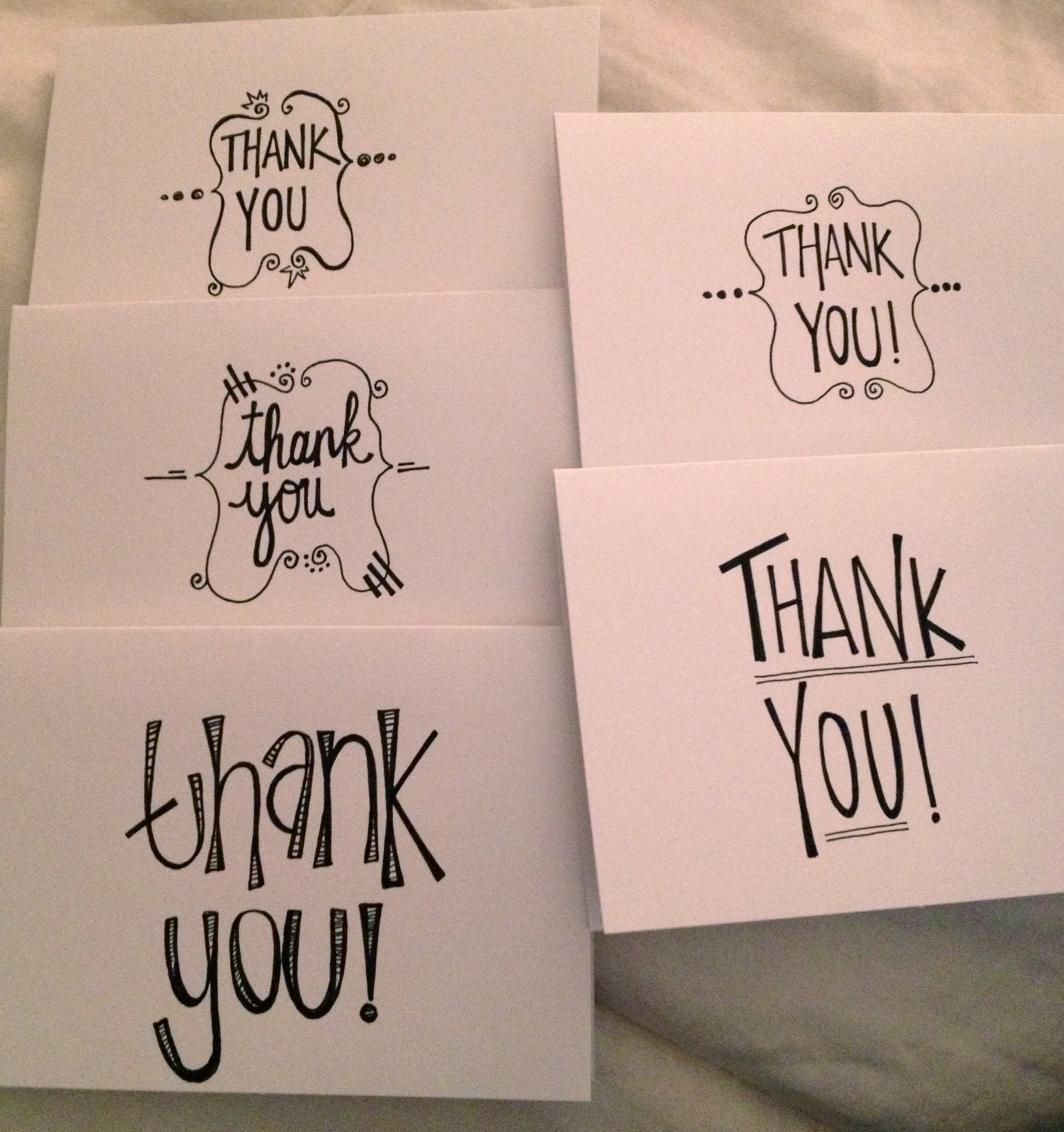 Set of 5 Custom Hand-Written Greeting Cards