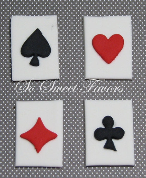 Items similar to Fondant edible cupcake toppers - Casino playing cards ...
