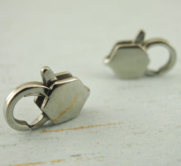 1 Stainless Steel Lobster Clasp Unique Hexagon by UnkamenSupplies
